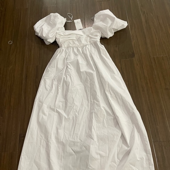 Zara | Dresses | Zara White Poplin Ballon Sleeve Dress | Poshmark